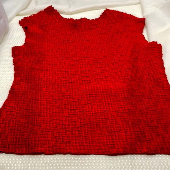 TWT | Tops | Twt Red Crinkle Sleeveless Shell Poly Size Xl 26 | Poshmark